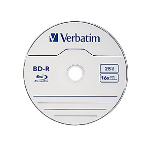 Verbatim BD-R 25GB 16X Blu-ray Recordable Media Disc - Spindle - 97238, Branded, 10 Pack