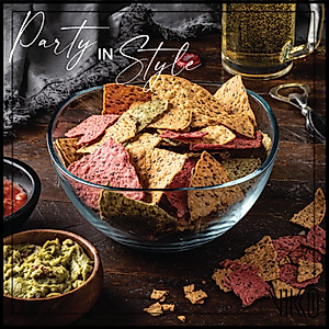 Vira 63.5 Ounce Glass Serving Bowl | Beautiful Wavy Design, Thick, Durable Glass, For Salads, Desserts, Fruit, and More, Microwave and Dishwasher Safe, 8.2” x 4.5”