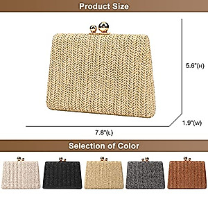 Women Evening Bag Elegant Woven Clutch Classic Purses Formal Wedding Party Shoulder Bags Prom Handbags (Black)