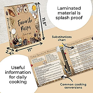 Recipe Binder with Sheets, 3 Ring Full Page Organizer Kit 8.5x11 in. Book Binder with 25 Sheets & 16 Dividers & 32 Labels & 50 Plastic Sleeves. DIY Family Cookbook for Recipes.