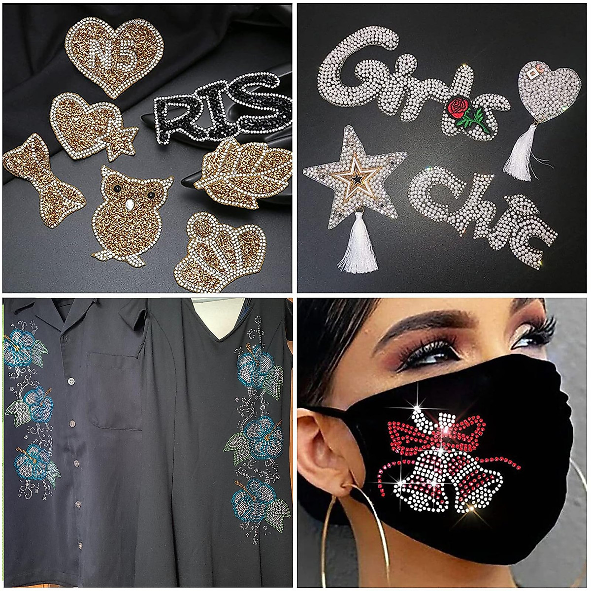 GLTECK Hotfix Applicator, Bedazzler Kit with 5784 PCS Rhinestones for Crafts, DIY Hot Fix Rhinestone Applicator Wand Setter Tool with 7 Tips, 6 Pattern Templates, Gloves, Tweezers & Cleaning Brush