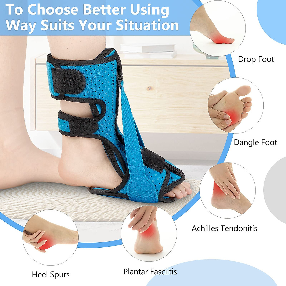 WOSHSHEN Plantar Fasciitis Night Splint, Adjustable Plantar Fasciitis Relief Night Splint for Women & Men, Relief Brace for Plantar Fasciitis Relief, Achilles Tendonitis and Foot Drop