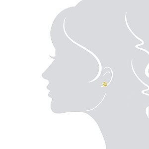 Honolulu Jewelry Company 14K Yellow Gold Plated Sterling Silver Plumeria Flower Nature Stud Earrings with CZ, 12mm