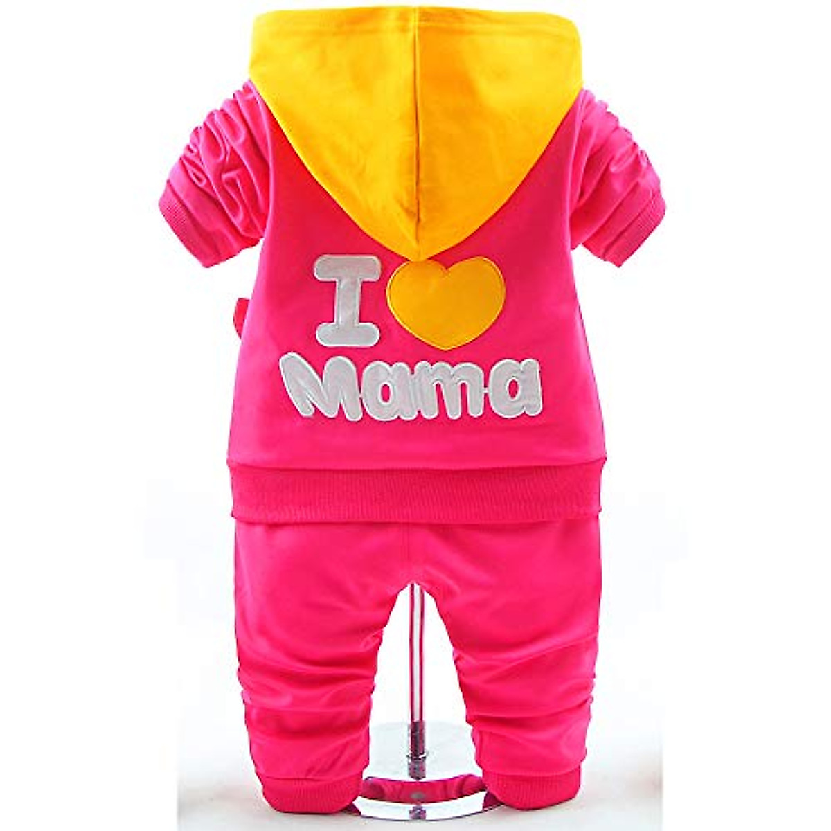 Yao 6M-4Y 3pcs Baby Girl Casual Hoodie Jacket Cotton T-Shirt Pants Sweater (Red,6-12M)
