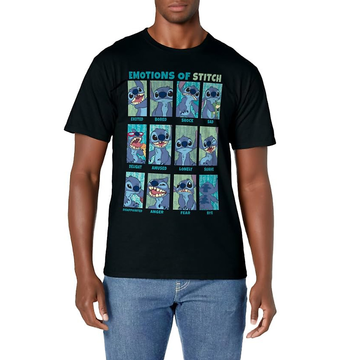 Disney Lilo & Stitch Emotions Of Stitch Box Up Panels T-Shirt