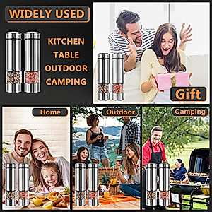 ImgResire Electric Salt and Pepper Grinder Set Battery Operated| Stainless Steel Auto Pepper Mill Grinder Refillable| One Hand Operation| LED Light| Adjustable Coarseness| 2 Pack
