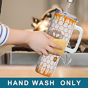 Gome Queen Bee 40 oz Tumbler with Handle - Stainless Steel Cup with Straw - Insulated Coffee Mug with Lid - Queen Bee Birthday Gifts for Women - Hand Wash Only
