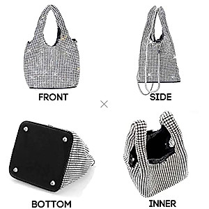 Yokawe Women Rhinestone Purse Sparkly Evening Bag Bling Hobo Bag Crystal Handbag Vacation Club Party Prom Wedding Clutch