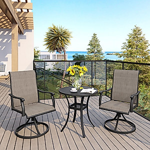 VICLLAX Small Round Patio Dining Table, All Weather Metal Outdoor Table for Lawn Garden, 27.5"x 27.5" Patio Bisto Table for Outside, Black