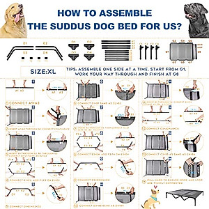 suddus Elevated Dog Beds Waterproof Outdoor, Portable Raised Dog Bed, Dog Bed Off The Floor, Dog Bed Easy Clean Indoor or Outdoor Use, Multiple Sizes