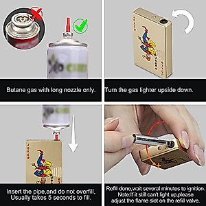 Jet Torch Flame Cool Lighter,Refillable Butane Pocket Poker Card Lighter,Windproof Lighter Cool Gadgets,Valentines Day Gift for Men Boyfriend Husband on Birthday,Valentine,Christmas-Gold(Not Butane)
