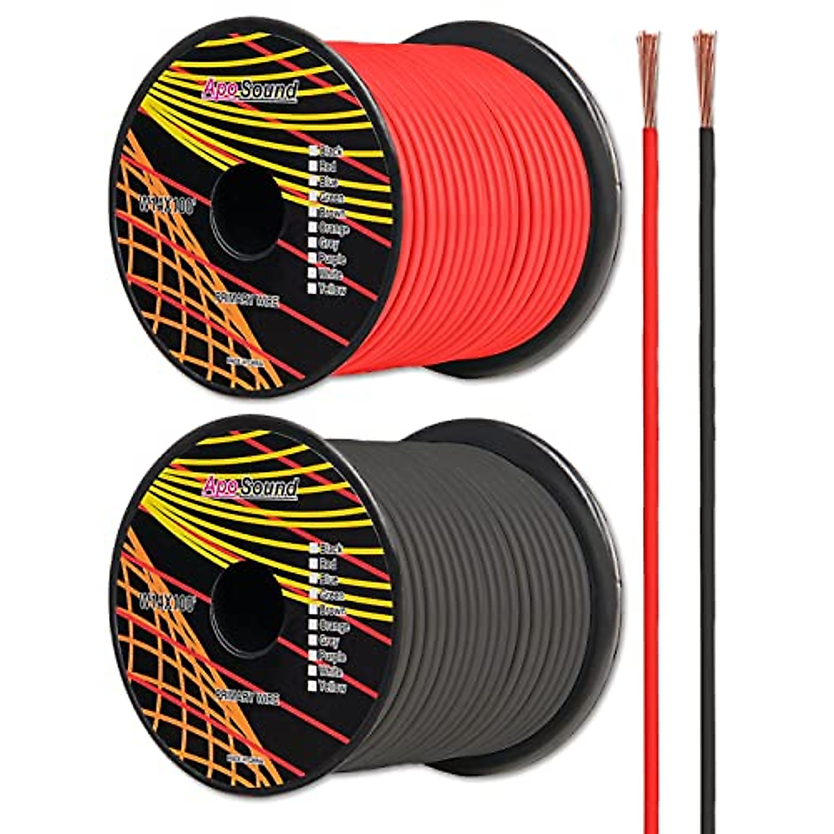 GS Power 10 Gauge Stranded Flexible Copper Clad Aluminum CCA Primary Automotive Wire for Car Audio Video Amplifier 12 Volt Trailer Harness Hookup Drone Model Train Wiring. 100ft Red & 100 ft Black