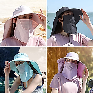 icolor Women Sun Hat UPF 50+ Wide Brim Sunscreen Visor Sun Protection Cap w/12 Neck Flap Sun Shade Hat for Girl Lady