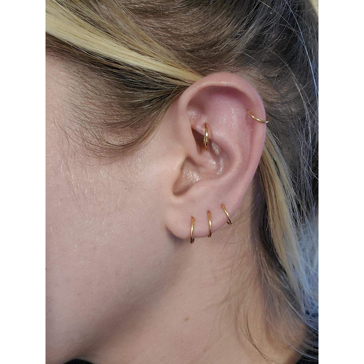 MODRSA Nose Rings Hoops Gold Hoop Nose Ring Nose Hoops Cartilage Hoop Earring Thin Cartilage Earring Hoop Helix Hoop Earring Small Hoop Earrings for Cartilage Tragus Hoop Earring Lip Hoop 20g 6-10mm