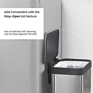 Home Zone Living 18.5 Gallon Kitchen Trash Can, Tall Stainless Steel Liner-Free Body, 70 Liter Capacity, Silver, Virtuoso Series