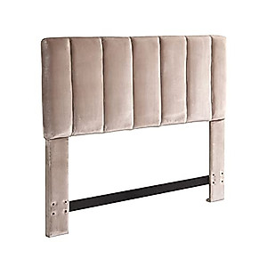 Iconic Home Uriella Headboard Velvet Upholstered Vertical Striped Modern Transitional Full/, Queen, Taupe