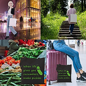 VAMSII Pickle Gifts for Pickle Lover Tote Bag When Life Gives You Cucumbers Make Pickles Shopping Bag Cucumber Lover Funny Bag Gifts(Make Pickles Tote)