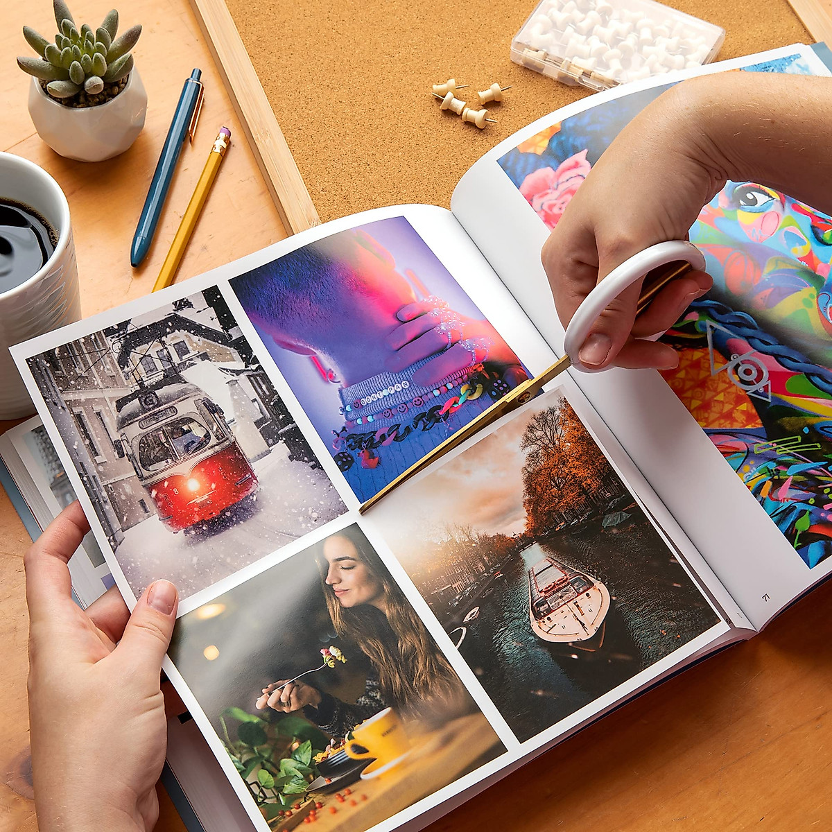 3-in-1 Vision Board Kit - Clip Art Book, Cork Board, Push Pins - A Complete Mood Board Set for Scrapbooking - Collage Journal - Goal Pictures and Quotes - Scrapbook Supplies (by L’Apostrophe)