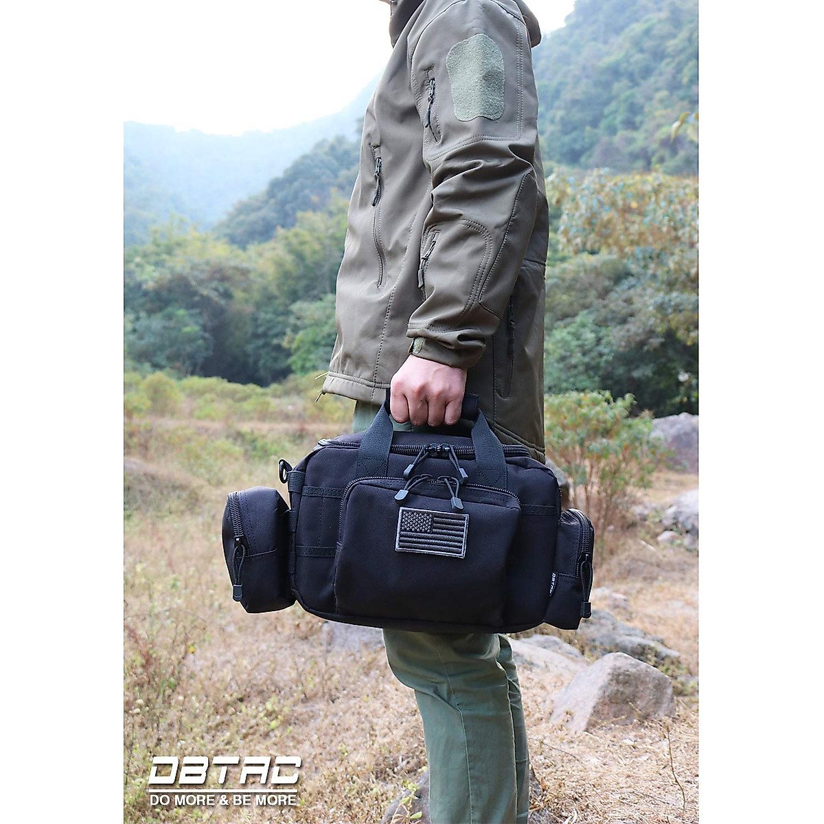 DBTAC Gun Range Bag Small | Tactical 2x Pistol Shooting Range Duffle Bag with Lockable Zipper for Handguns and Ammo (Black)