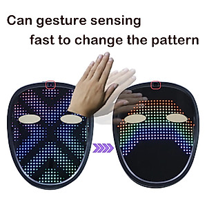 Halloween Kid Led Mask Gesture Sensing Shining Light Up Mini Face Mask for Masquerade Party Costume Cosplay Age 3-10