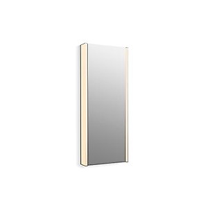 KOHLER K-81147-SLE-DA1 Maxstow Medicine Cabinet with LED Light, Mirror Door & Staggered Shelves, Rectangular Frame, 17" x 40"