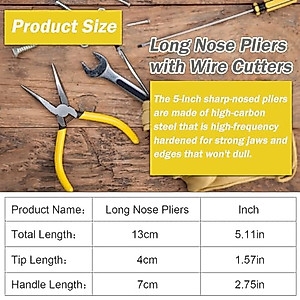 Rongon Spring Loaded Needle Nose Pliers 5 Inch Precision Long Reach Nose Pliers Wire Cable Cutter Hand Tools for Bending Wire, Handcraft, PCB Board, Working in Tight Areas