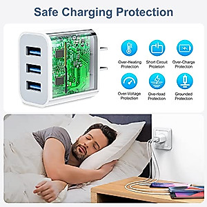 USB Plug, 2Pack 15W 3-Port USB Wall Charger Amoner 2023 Upgraded USB Charger Block iPhone Cube Adapter for iPhone 14 13 12 11 X SE XS 8 Galaxy S22 S21 S20 Android