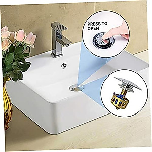 BEBEMOKO 2pcs Sink Drain Hair Catcher Sink Filter Strainer No Overflow Bathtub Drain Stoppers Up Drain Filter Wash Basin Stopper Over Sink Strainer All Copper Plus 304