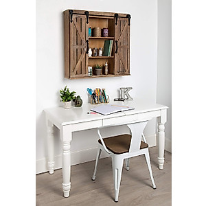 Kate and Laurel Cates Decorative Wood Wall Storage Cabinet with Two Sliding Barn Doors, Rustic Brown