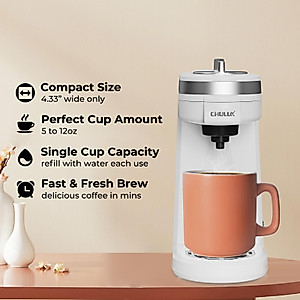 CHULUX 2 in 1 Mini Trip Coffee Maker for K Capsule & Ground Coffee, Single Serve Coffee Maker for One Cup Americano, Lightweight Pod Coffee Machine