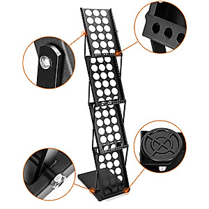 QWORK Magazine Brochure Display Rack Stand, 4 Pocket Foldable Literature Catalog Rack Book Holder Tradeshow Display Stand, for Office Store and Exhibition Trade Show (Black)