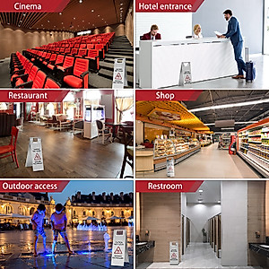 LEIFIDE 4 Pcs Stainless Steel Wet Floor Caution Sign Bulk 8.8 Pound Portable Foldable Handle Bilingual Safety Sign for Kitchen Restaurant Shop commercial Use Avoid Fall and Slip Accident(4 Pcs)