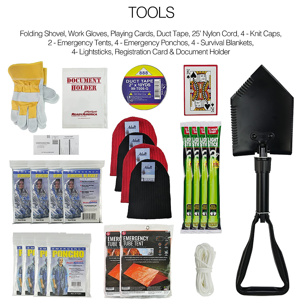 Ready America 72 Hour Elite Emergency Kit, 4-Person, 3-Day Backpack, Includes First Aid Kit, Survival Blanket, Emergency Food, Portable Disaster Preparedness Go-Bag for Earthquake, Fire, Flood