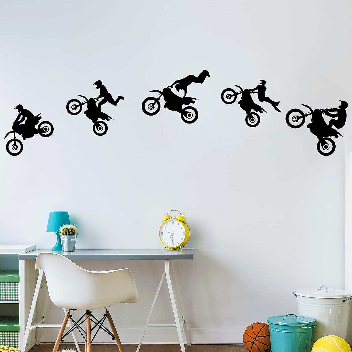 Dirt Bike Stickers Motocross Stickers Motorcycle Wall Decal Sports Wall Stickers for Living Room Bedroom Boys Room Decoration