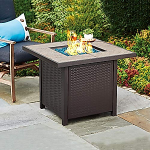 BALI OUTDOORS 32-Inch Outdoor Propane Gas Fire Pit Table, 50,000BTU FirePit, Brown