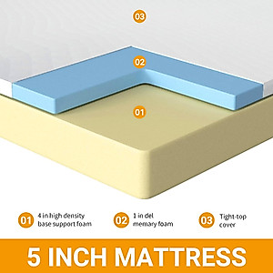 PIKAQTOP Premium 5 Gel Memory Foam Mattress - CertiPUR-US Certified, Bed-in-a-Box - Cool Sleep & Comfy Support - California King