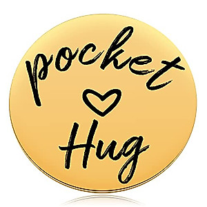 MIXJOY Pocket Hug with Message Hug Token, Isolation Gift for Someone You Love, Miss You, Thinking of You, Long Distance Relationship, 1.5", Gold