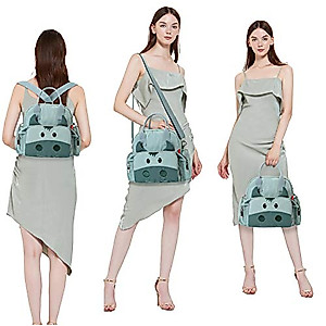 Quality Small Cute Multi-Function Diaper Bag Tote Messenger Backpack-Blue