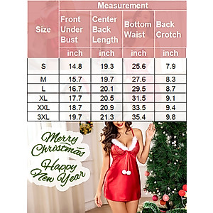 Avidlove Womens Christmas Lingerie Red Santa Babydolls Chemises Set Satin Nightgown Red Small