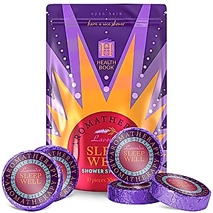 HealthBook Lavender Shower Steamer for Aromatherapy Shower - Shower Bombs for Sinus Relief - Nighttime Shower Tablets with Natural Essential Oil for - 10 Pack - Calm Shower Steamers for Women & Men