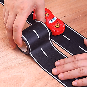 Black Track Tape,Toy Car Tape Track for Kids,Race Cars Decorations for Kids Birthday Party, 2.4" x 33' Each Roll