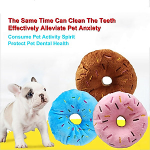 jeeone 1Pcs Donut Dog Toy Squeak Chew Toy Tooth Cleaning Dog Supplies, Bite-Resistant Golden Retriever Teddy Pet, Etc., Dog Training, Sofa Damage Prevention, Donut Pet Toy - Color Randomly