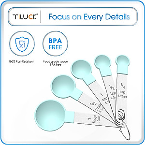 TILUCK Measuring Cups & Spoons Set, Stackable Cups and Spoons, Nesting Measure Cups with Stainless Steel Handle, Kitchen Gadgets for Cooking & Baking (5+5, green)