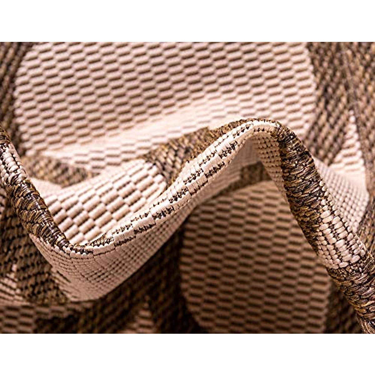 Unique Loom Trellis Collection Area Rug-Lattice Border Design, Moroccan Inspired for Indoor/Outdoor Décor, 2 ft 2 in x 3 ft, Brown/Beige