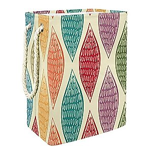 Waterproof Laundry Baskets Tall Sturdy Foldable Abstract Hand Drawn Colorful Spindle Print Hamper for Adult Kids Teen Boys Girls in Bedrooms Bathroom