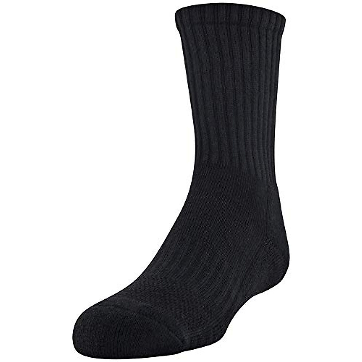 Under Armour Youth Training Cotton Crew Socks, Multipairs , Black (6-Pairs) , Small