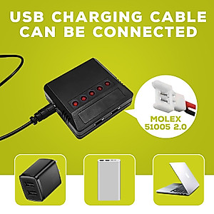 sea jump 5PCS 3.7V 380mAh Battery+Charger for X4 H107,H107C,H107L, X11 X11C,HS170 HS170C F180C HS170G TOZO Q2020 E016H E016F FX801 V911S A120 XK A150 V966