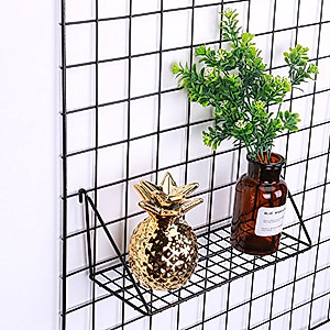Kaforise Hanging Straight Shelf for Wire Wall Grid Panel, Small Wire Wall Organizer and Display Shelf, Size 11.8" X 4.3" ,Black Painted