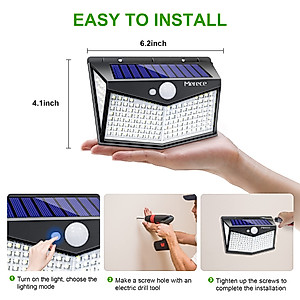 Solar Outdoor Lights, Upgraded 212 LED/4 Pack 3 Modes Motion Sensor Security Lights w/ 270° Wide Lighting Angle, IP65 Waterproof Wall Lights Solar Powered, Bright for Yard Fence Garden Outside