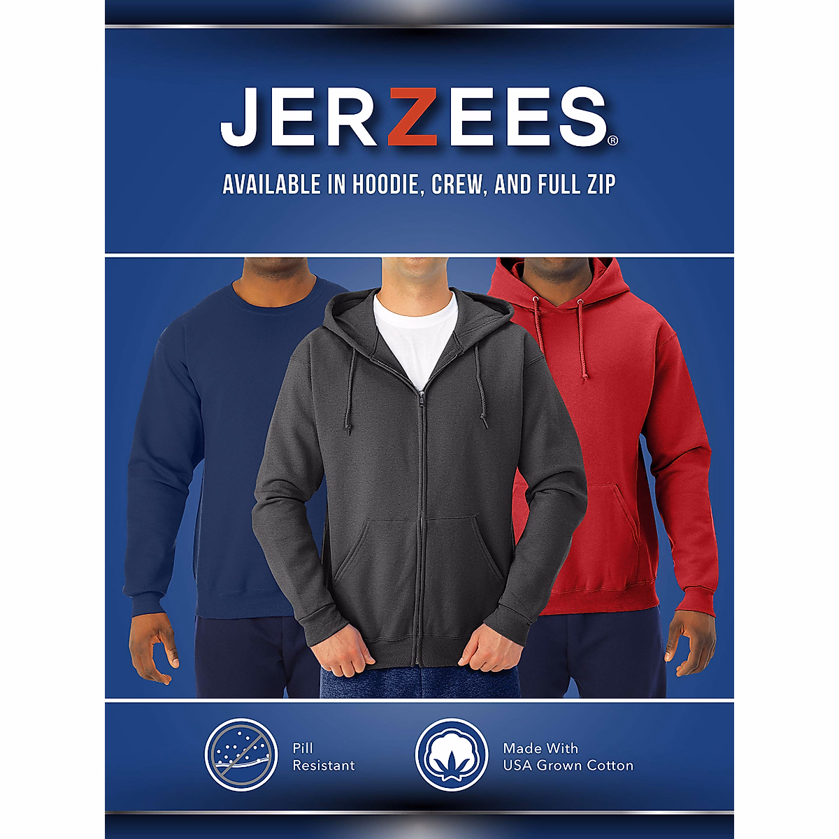 Jerzees --Men's NuBlend Fleece Sweatshirts, Hoodie-Columbia Blue, X-Large